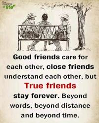 GOOD FRIENDS care for each other, CLOSE FRIENDS understand each other ...