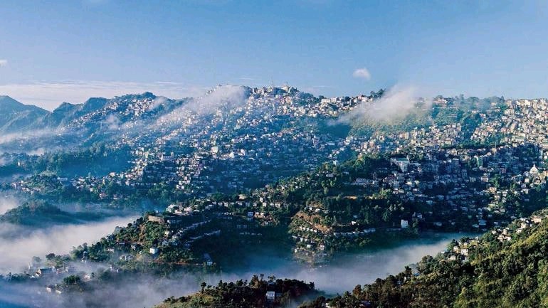 Daytime and Night view of Aizawl City, Capital of Mizoram State, the ...