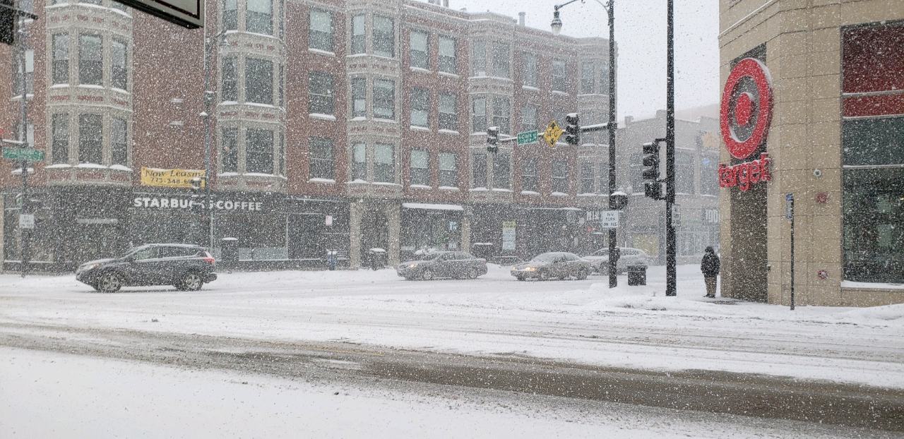 It is snowing really hard. It is really coming down out there. Do you ...